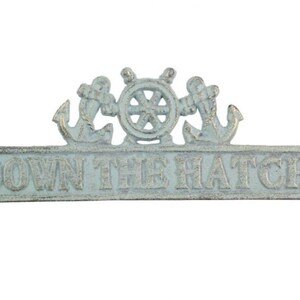 Bronze Cast Iron Down the Hatch Sign With Ship Wheel and Anchors 9 - Etsy