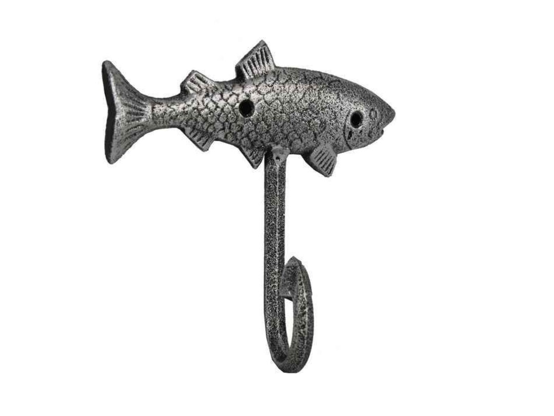 Silver Cast Iron Fish Key Hook 6 - Etsy