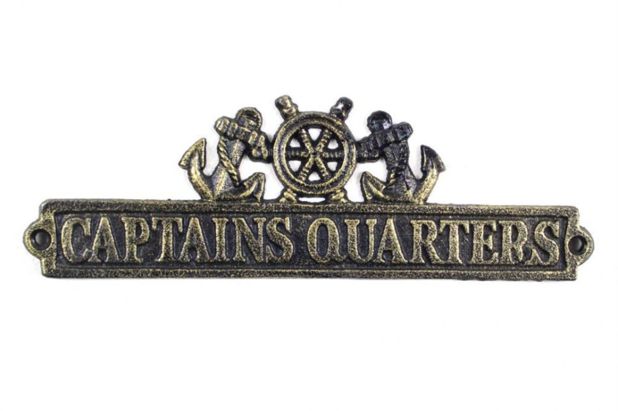 Cast Iron Captains Quarters Sign With Ship Wheel and Anchors - Etsy