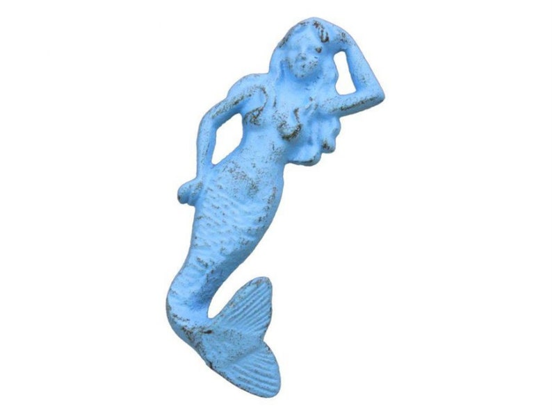 Rustic Light Blue Cast Iron Mermaid Hook 6 - Etsy