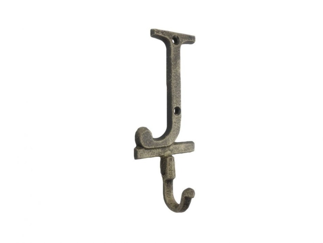 Rustic Gold Cast Iron Letter J Alphabet Wall Hook 6 - Etsy