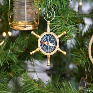 Brass Ship's Wheel Compass Christmas Tree Ornament - Etsy