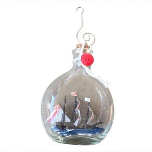 Santa Maria Model Ship in a Glass Bottle Christmas Ornament 4 - Etsy