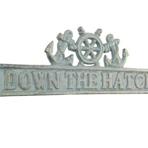 Bronze Cast Iron Down the Hatch Sign With Ship Wheel and Anchors 9 - Etsy