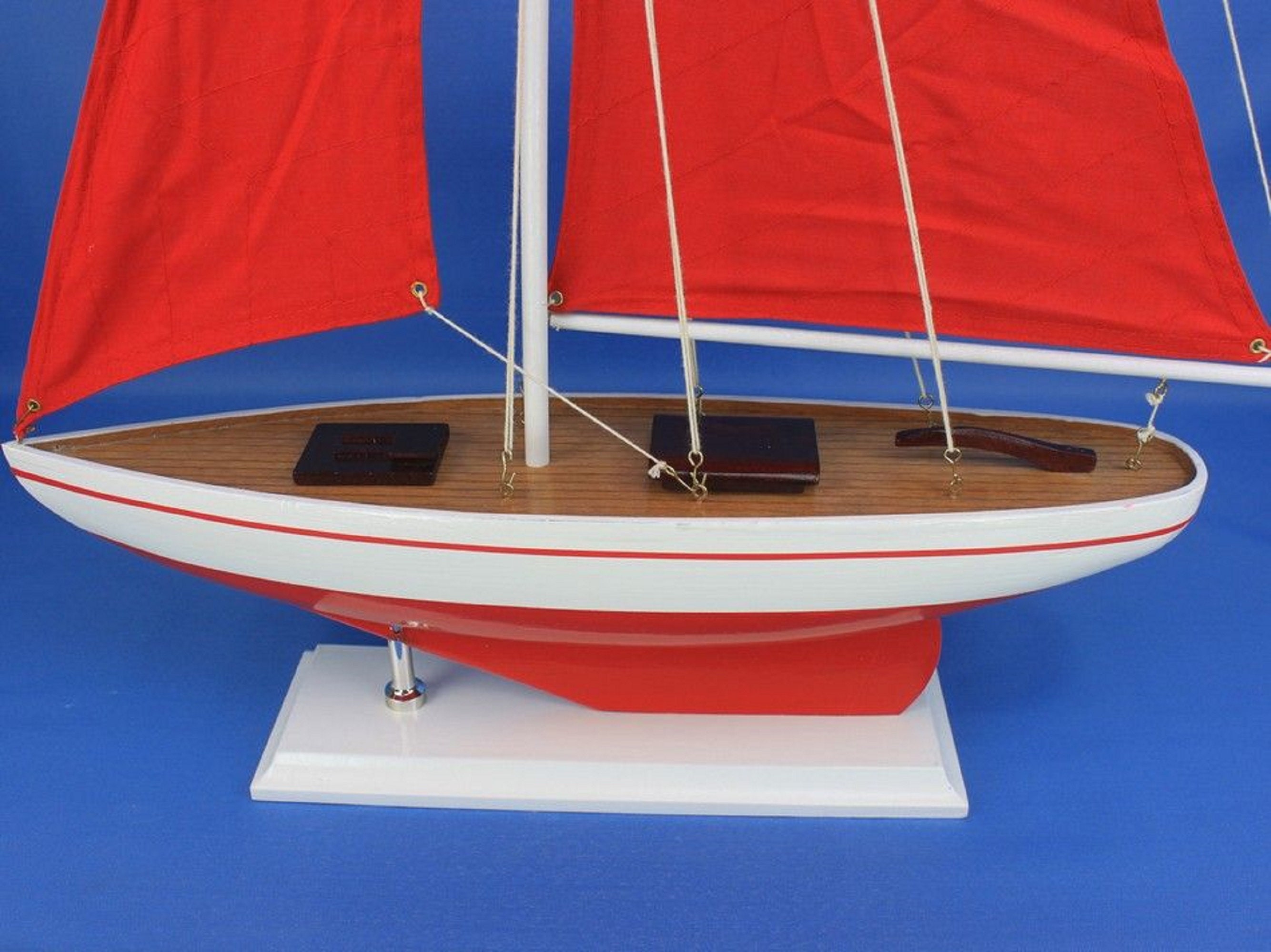 Wooden Red Pacific Sailer With Red Sails Model Sailboat - Etsy