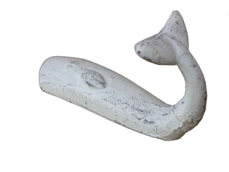 Whitewashed Cast Iron Whale Hook 6 - Etsy