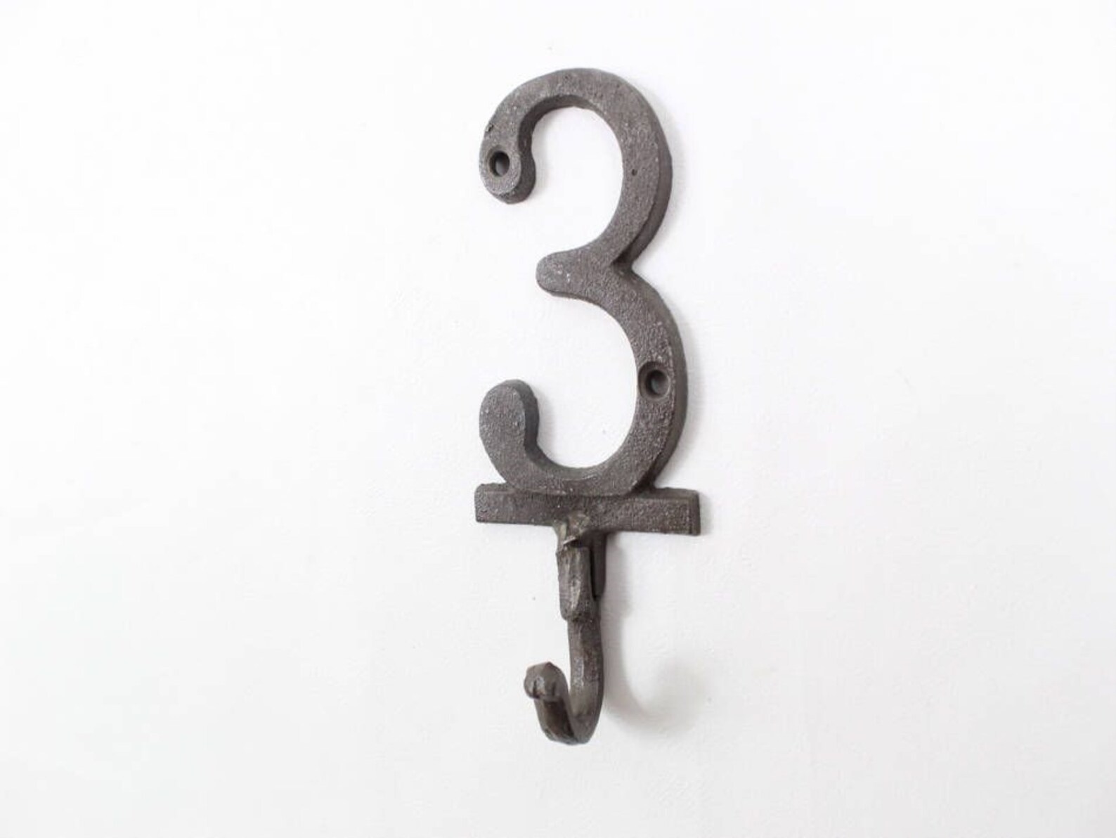 Cast Iron Number 3 Wall Hook 6 - Etsy