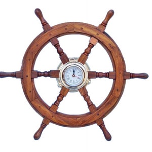 Deluxe Class Wood and Brass Ship Wheel Clock 24 - Etsy