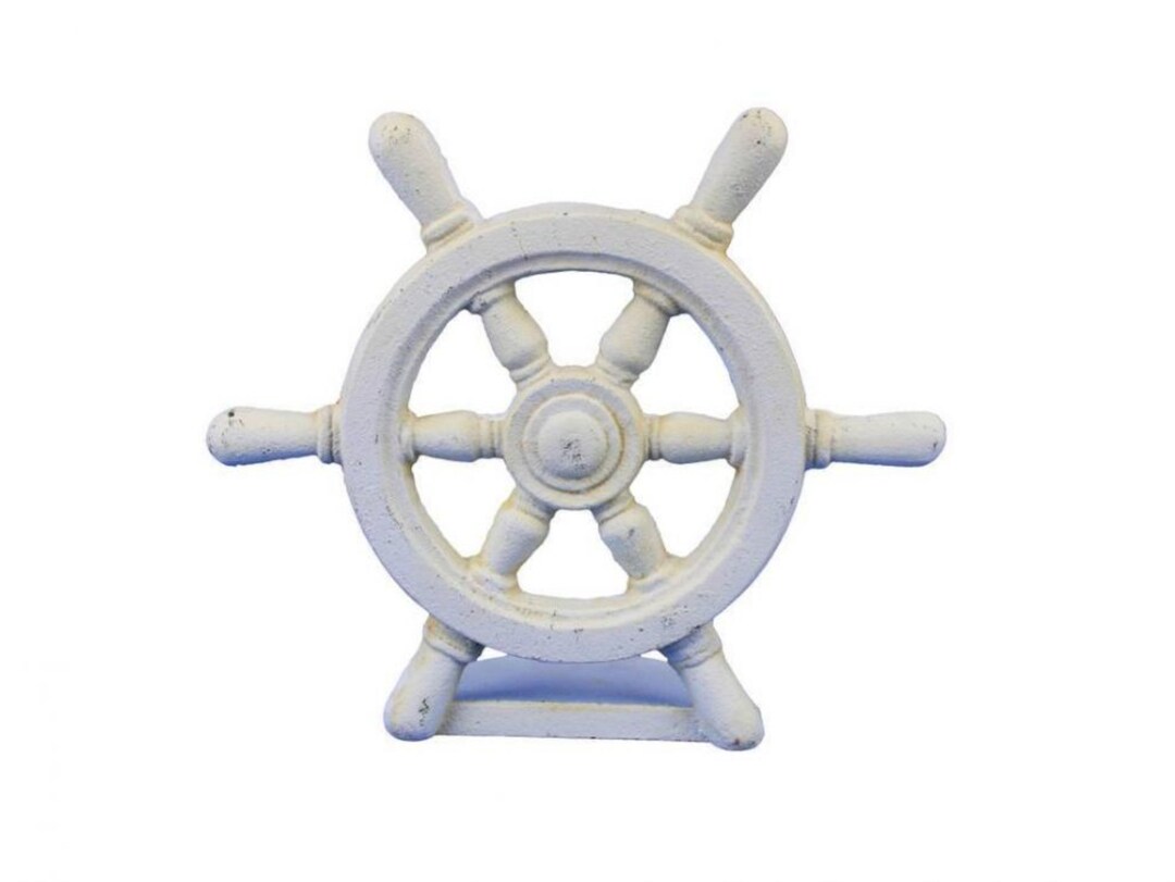 White Cast Iron Ship Wheel Door Stopper 9 - Etsy