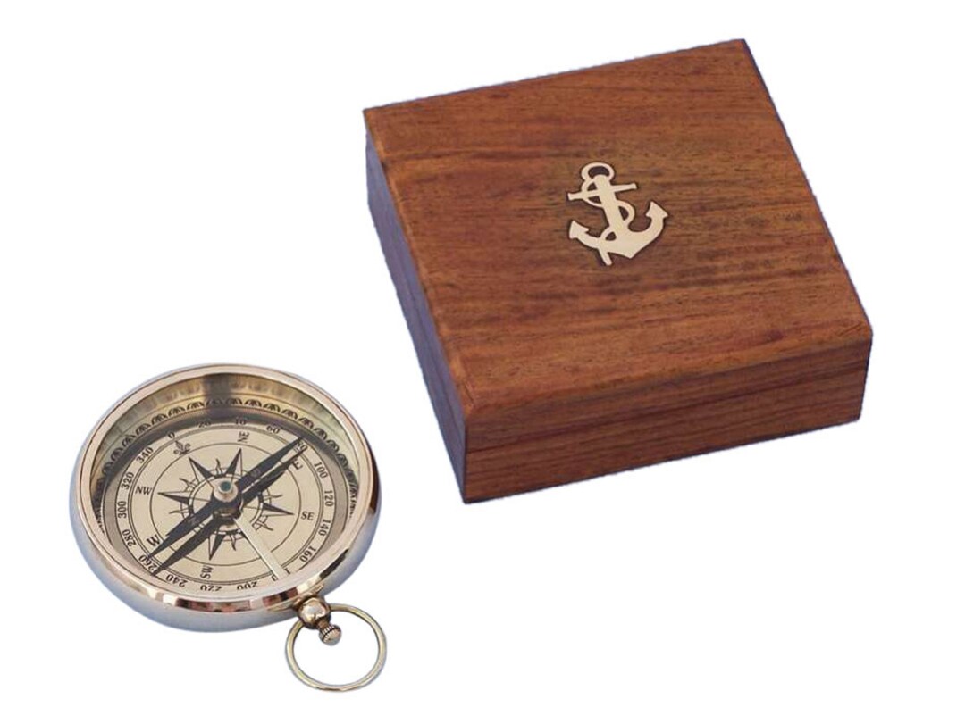 Solid Brass Beveled Lensatic Compass W/ Rosewood Box 4 - Etsy