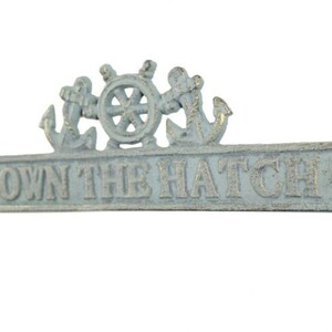 Bronze Cast Iron Down the Hatch Sign With Ship Wheel and Anchors 9 - Etsy