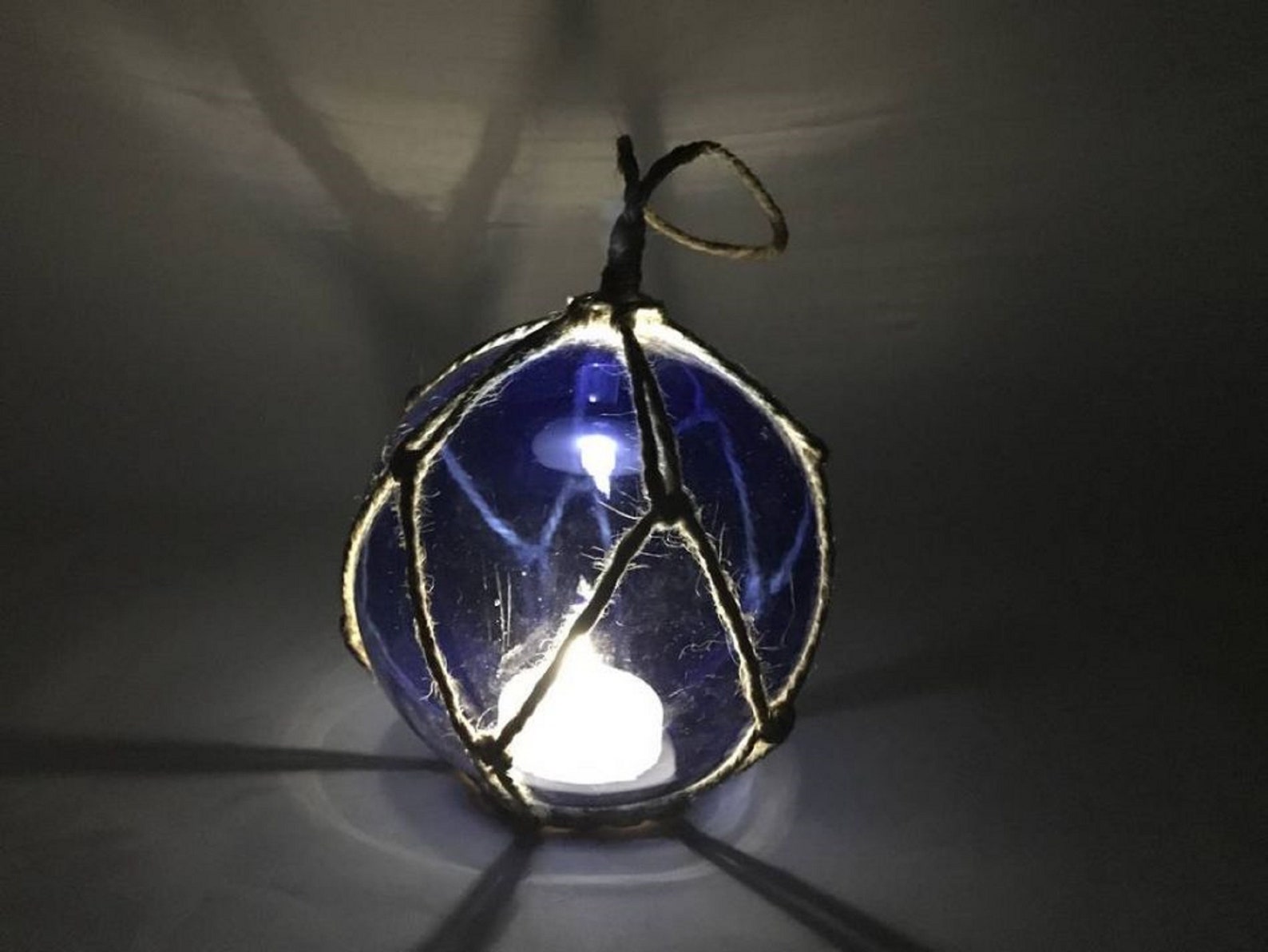 LED Lighted Dark Blue Japanese Glass Ball Fishing Float With - Etsy