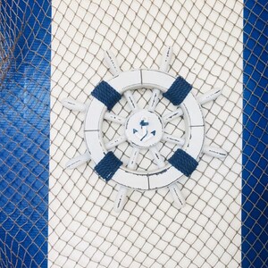 Rustic White Ship Wheel With Dark Blue Rope and Anchor - Etsy