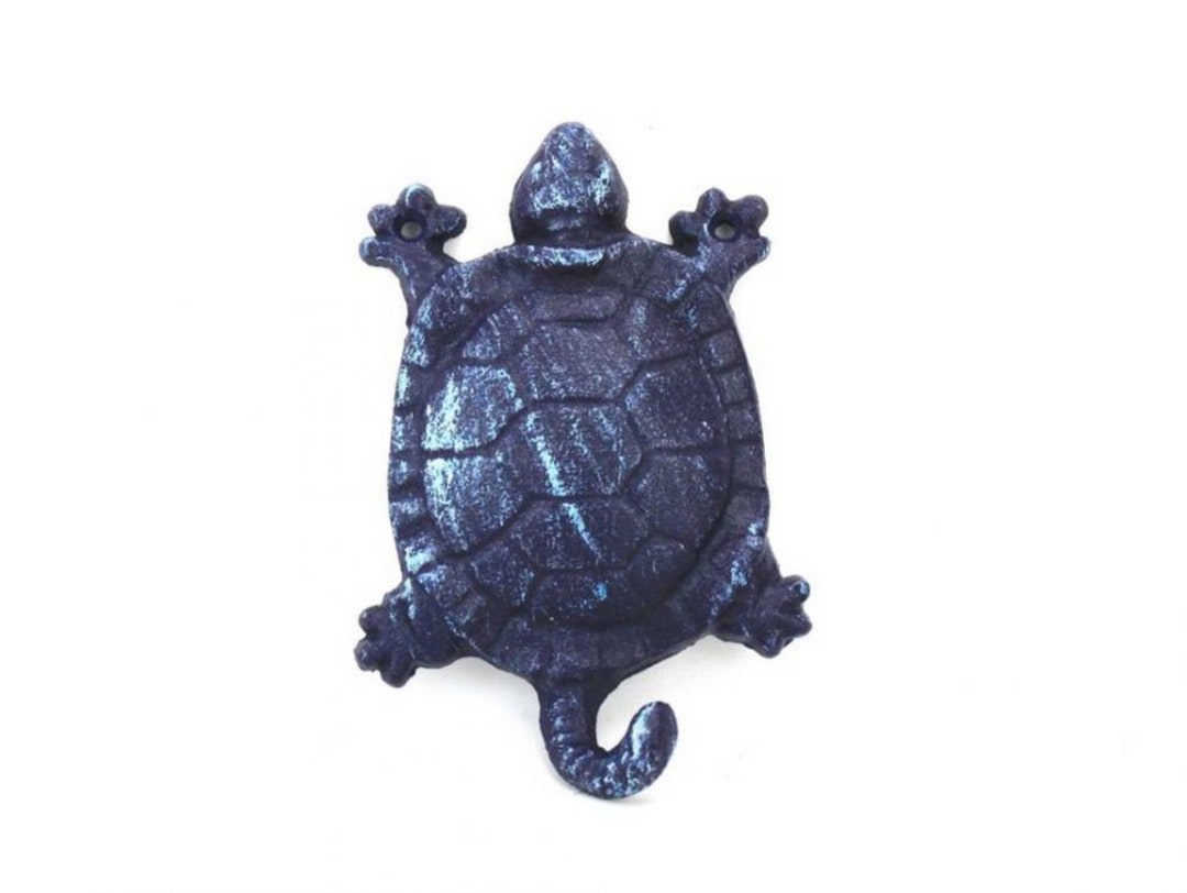 Rustic Dark Blue Cast Iron Turtle Key Hook 6 - Etsy