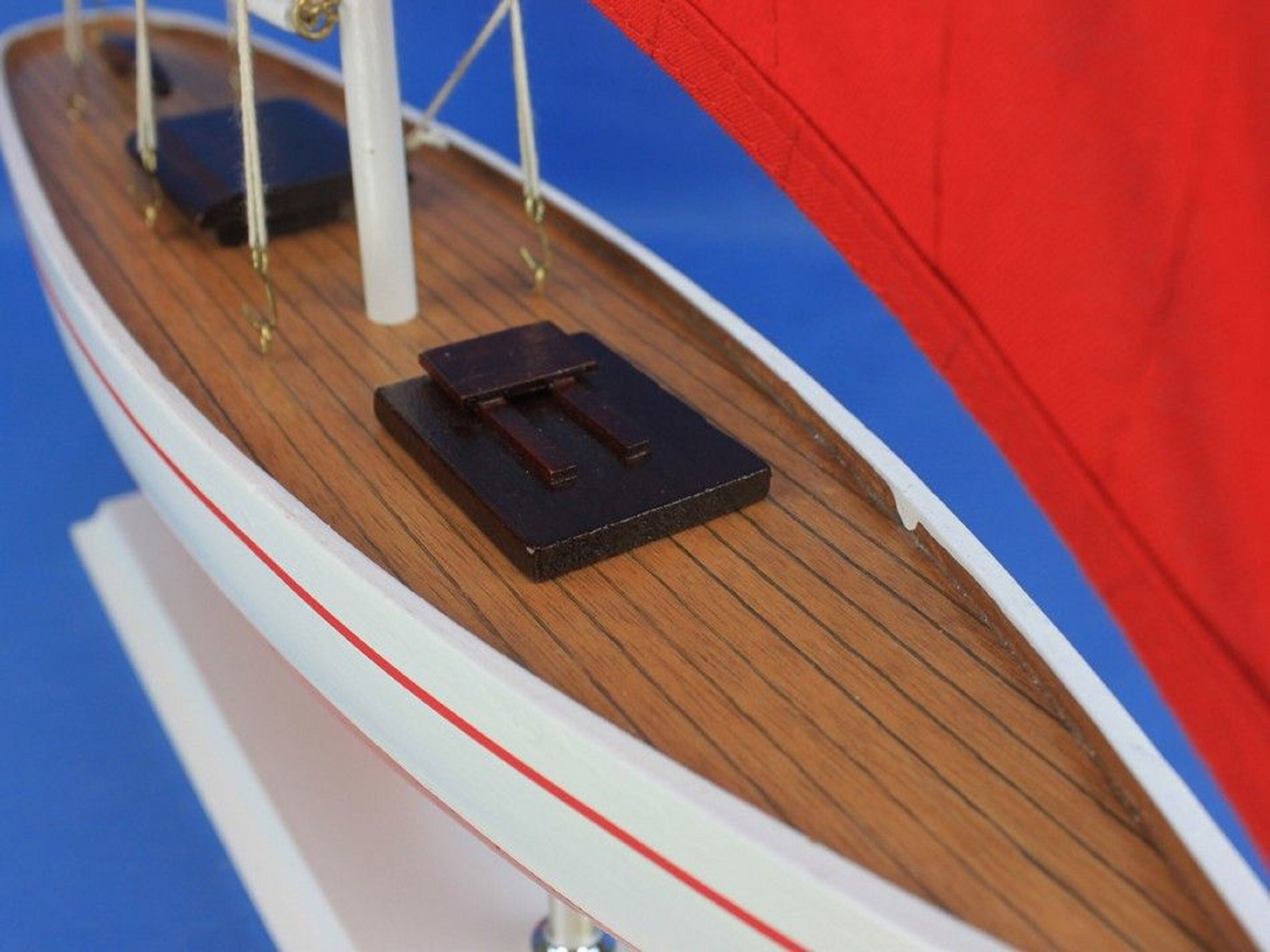 Wooden Red Pacific Sailer With Red Sails Model Sailboat - Etsy