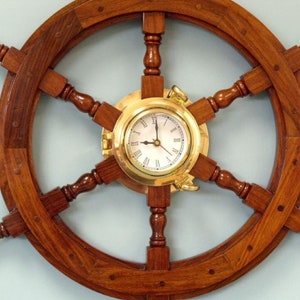 Deluxe Class Wood and Brass Ship Wheel Clock 24 - Etsy