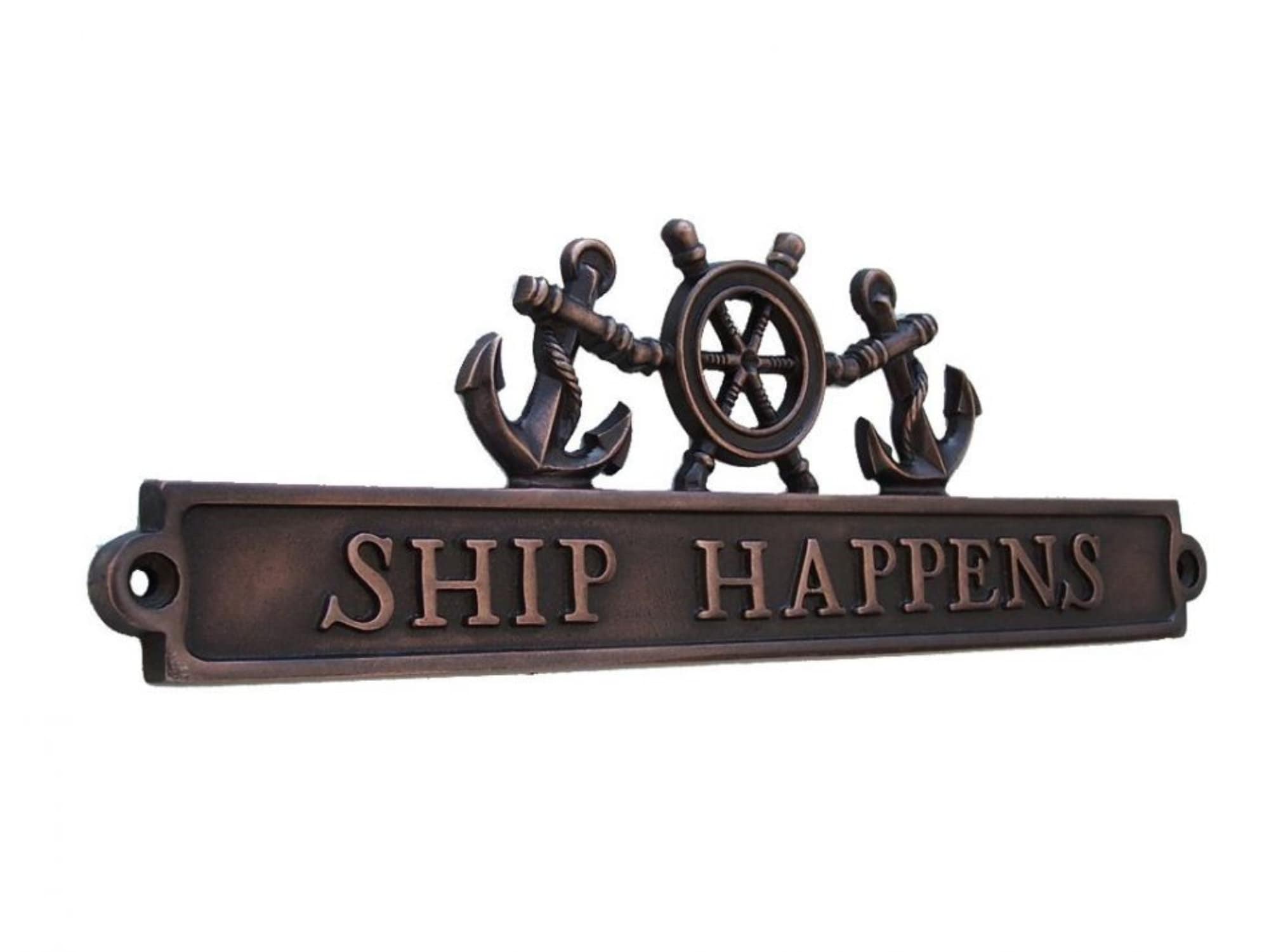 Ship Happens Sign With Ship Wheel and Anchors 12 - Etsy
