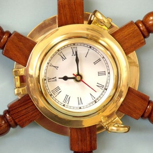Deluxe Class Wood and Brass Ship Wheel Clock 24 - Etsy