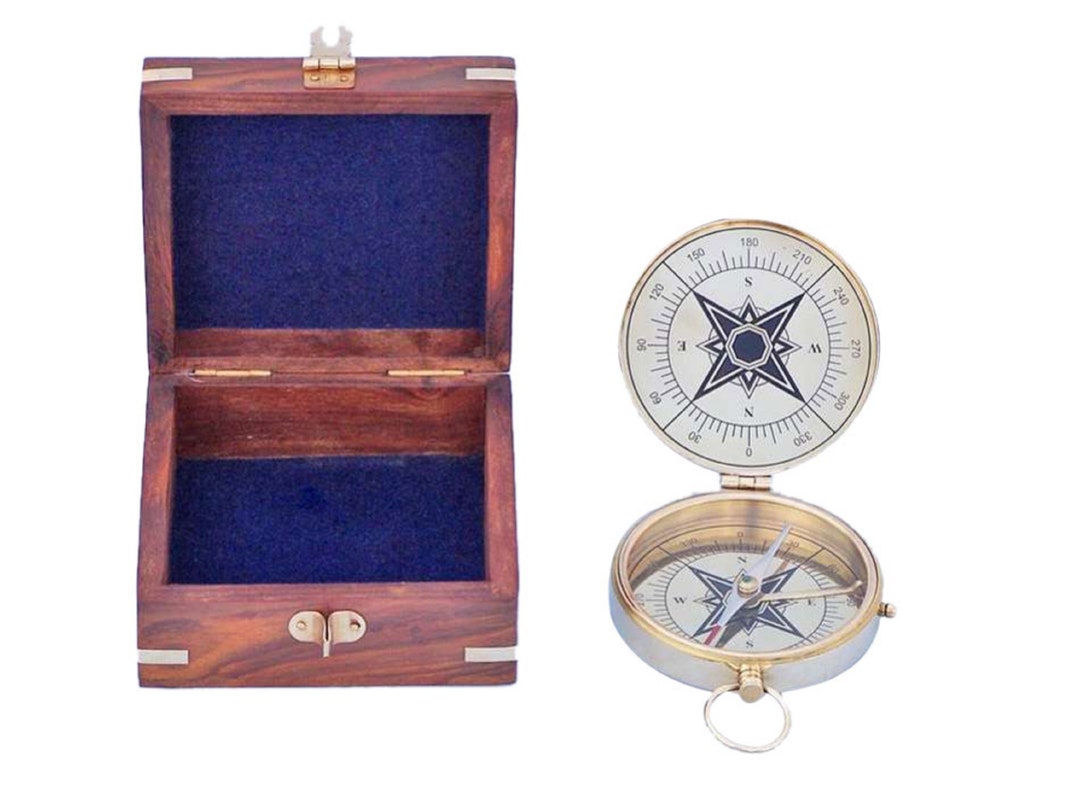 Solid Brass Emerson Poem Compass 4 W/ Rosewood Box - Etsy