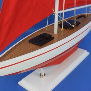 Wooden Red Pacific Sailer With Red Sails Model Sailboat - Etsy
