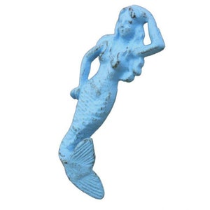 Rustic Light Blue Cast Iron Mermaid Hook 6 - Etsy