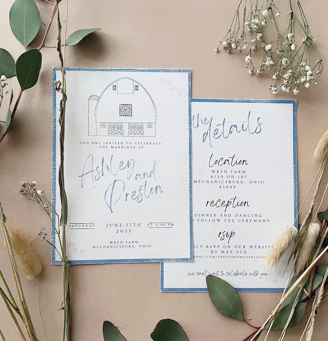 Custom Farmhouse Wedding Invitation Suite - Digital Only - Etsy