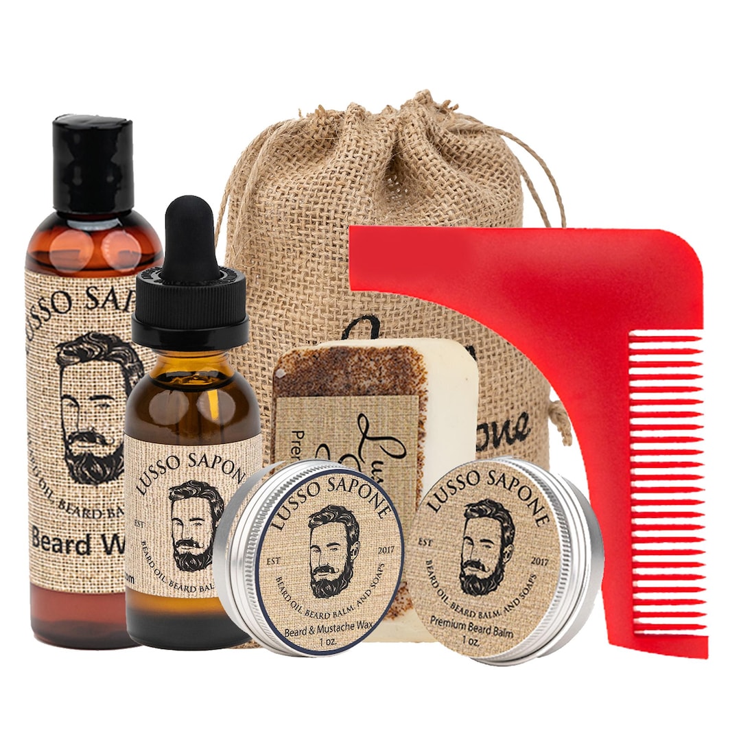 Groomsmen Gift Beard Grooming Set - Beard Oil, Balm, Wash, Wax, Soap ...