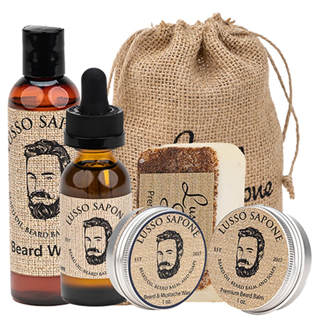 Beard Grooming Kit. Kit Includes: Beard Oil, Beard Balm, Beard Wash ...