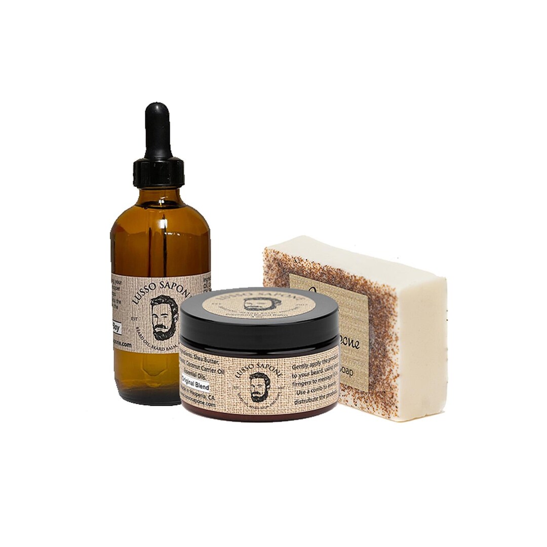 Handcrafted Beard Care Set - Oil, Balm, Soap - All Natural Ingredients ...