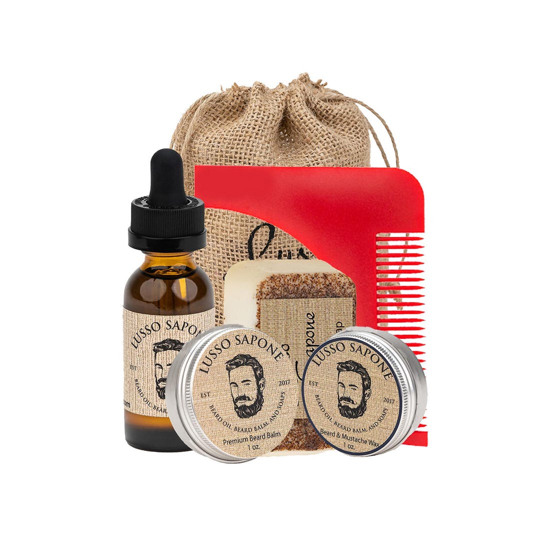 All-in-one Beard Care Set With Oil, Balm, Wax, Soap, and Comb by Lusso ...