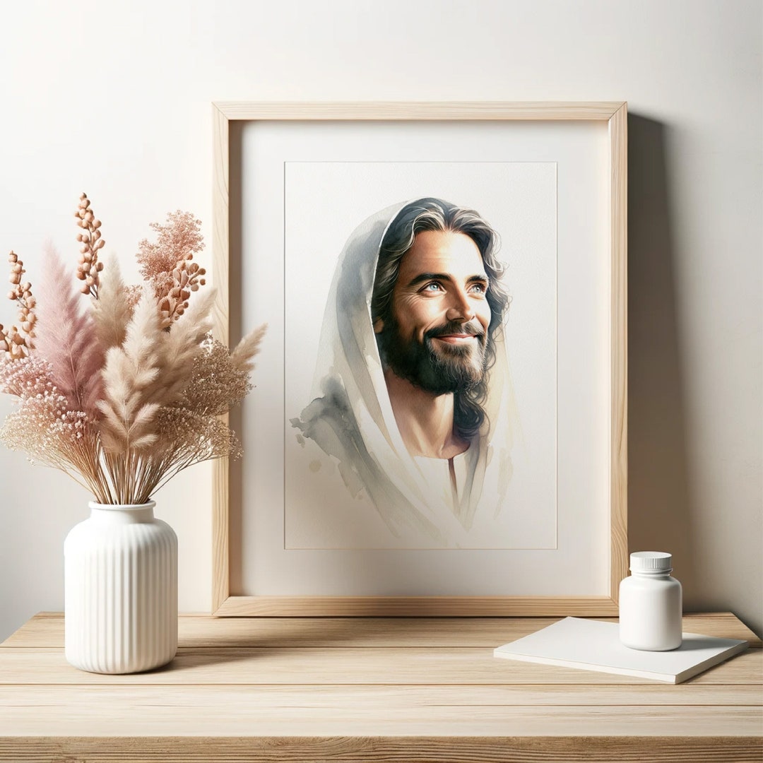 Names of Jesus Series, jesus a Watercolor Painting of Jesus With Blue ...