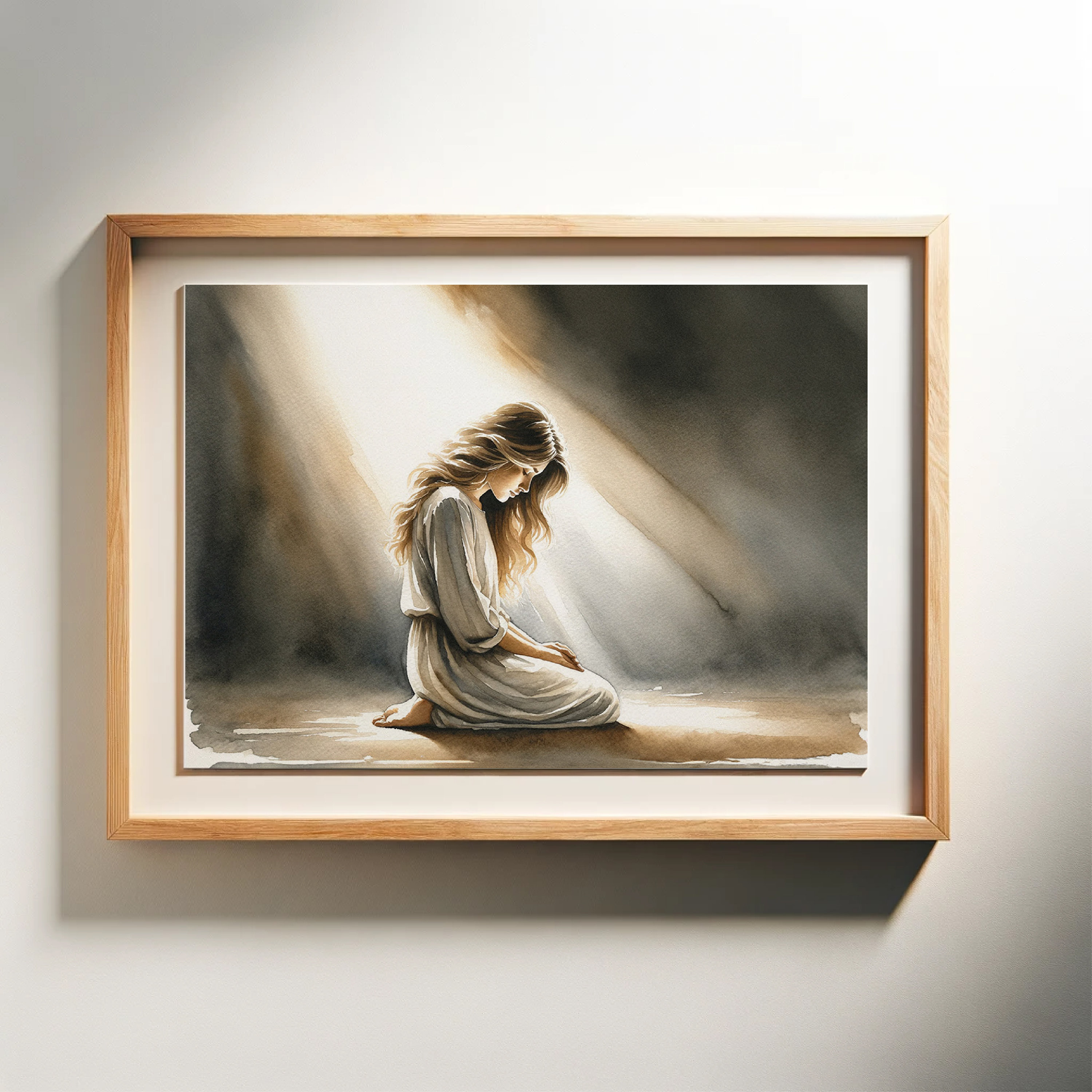 Humble Prayer Water Color Painting the Power of Jesus Descends on a ...