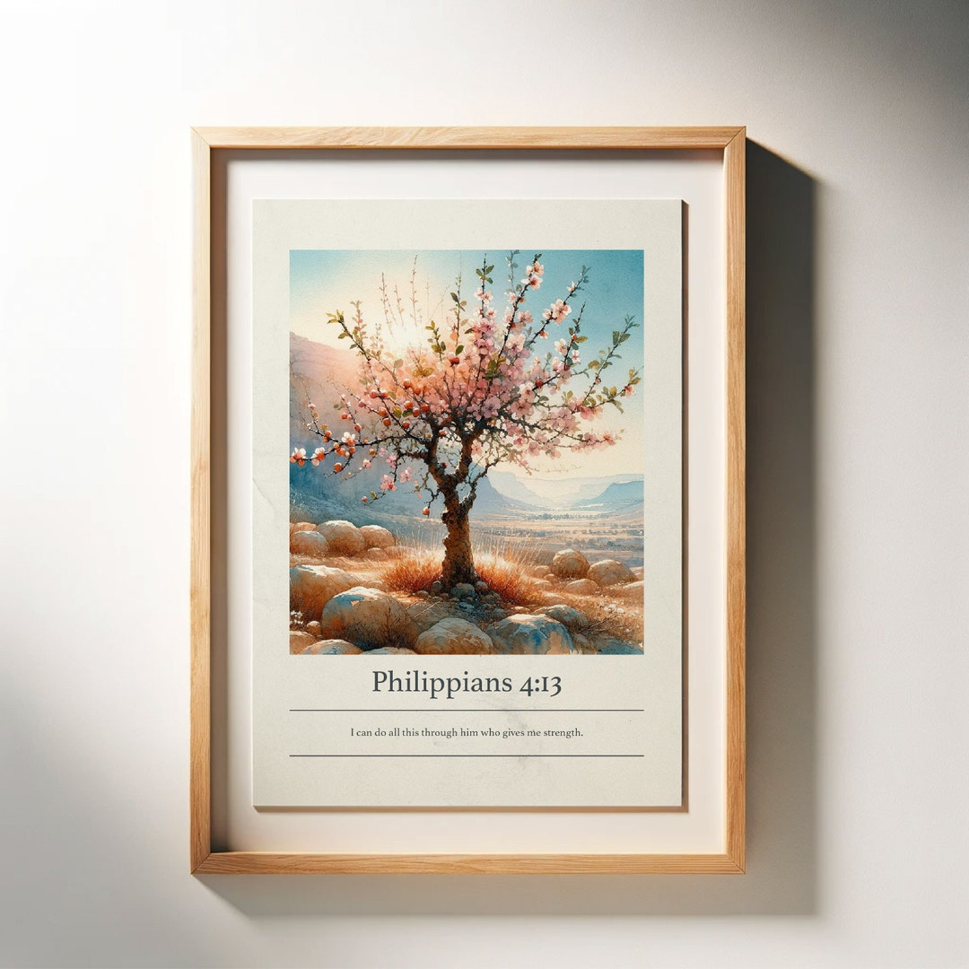 Philippians 4:13 Christian Wall Art Large Scripture Bible Verse Print ...