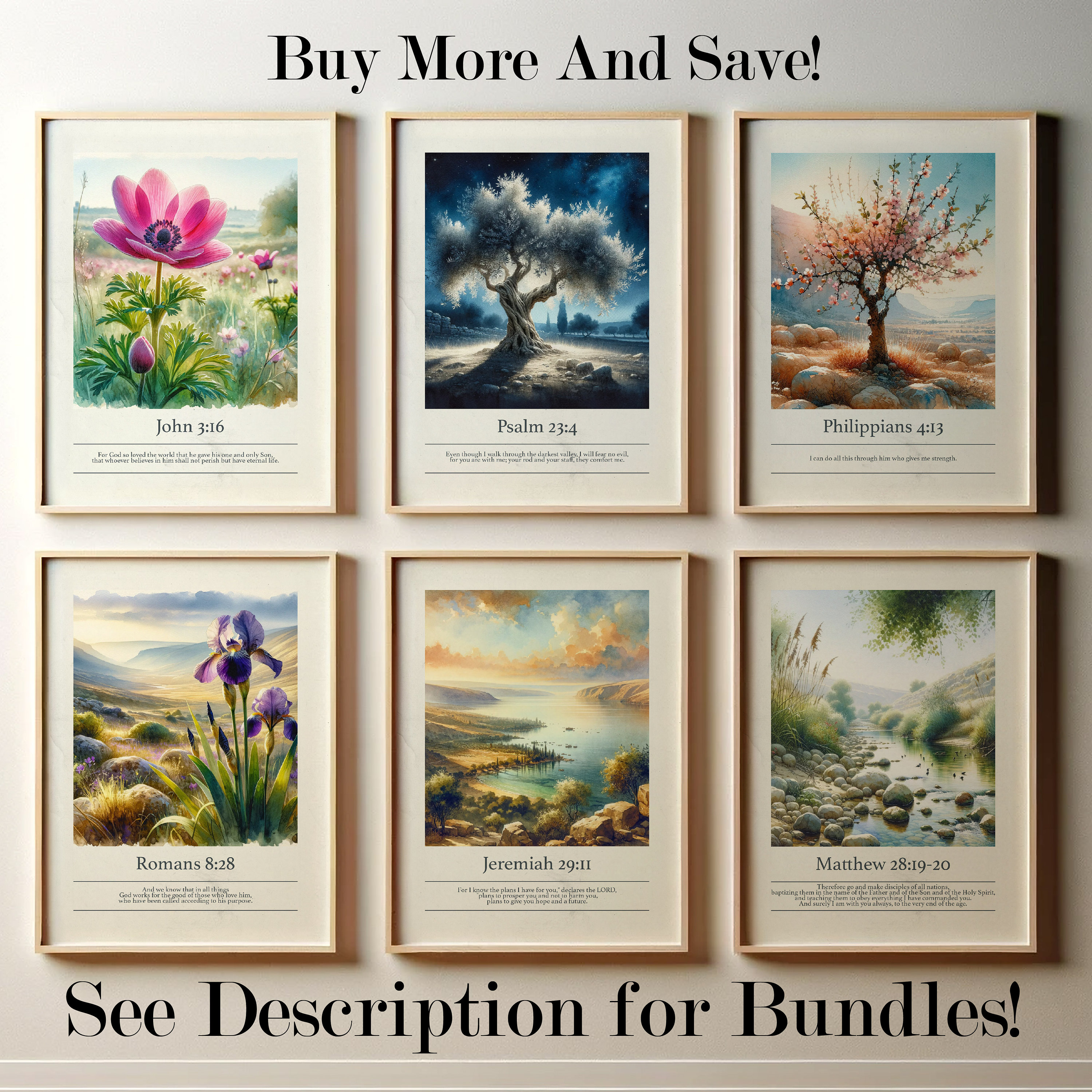 John 3:16 Christian Wall Art Large Scripture Bible Verse Print up to ...