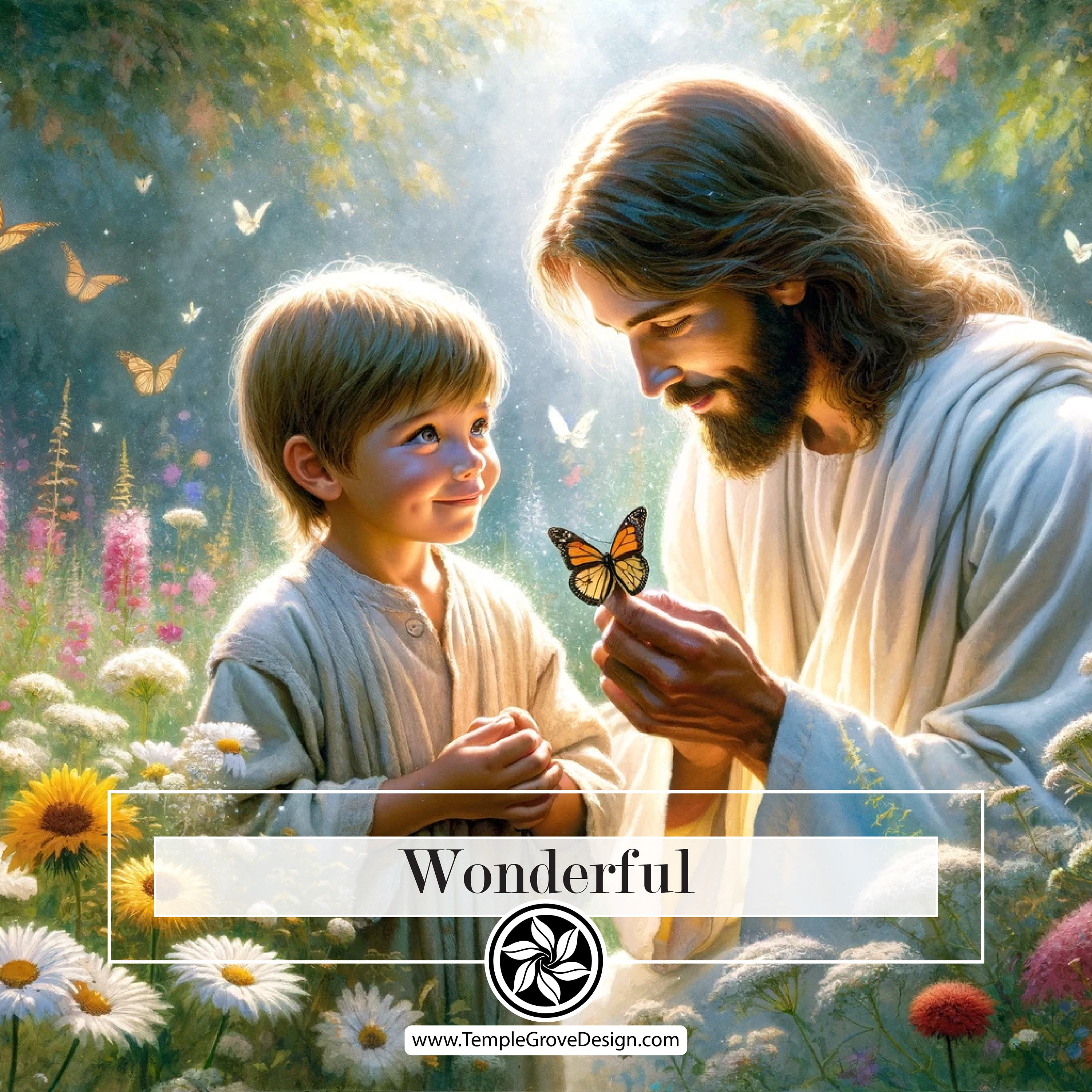 Wonderful A Christian Painting of Boy With Jesus Christ in a Field of ...