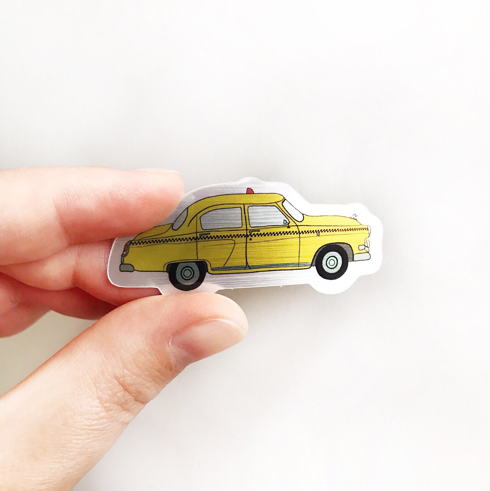 Shiny Vintage Taxi Cab Vinyl Sticker - Etsy