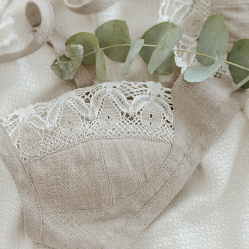 KATY Organic Linen Bralette for Women Lace Bra - Etsy