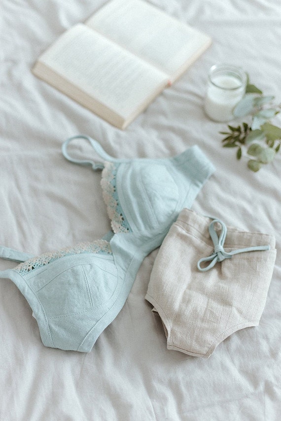 CHARLOTTE Black Linen Bra Soft Bra for Women Sustainable - Etsy