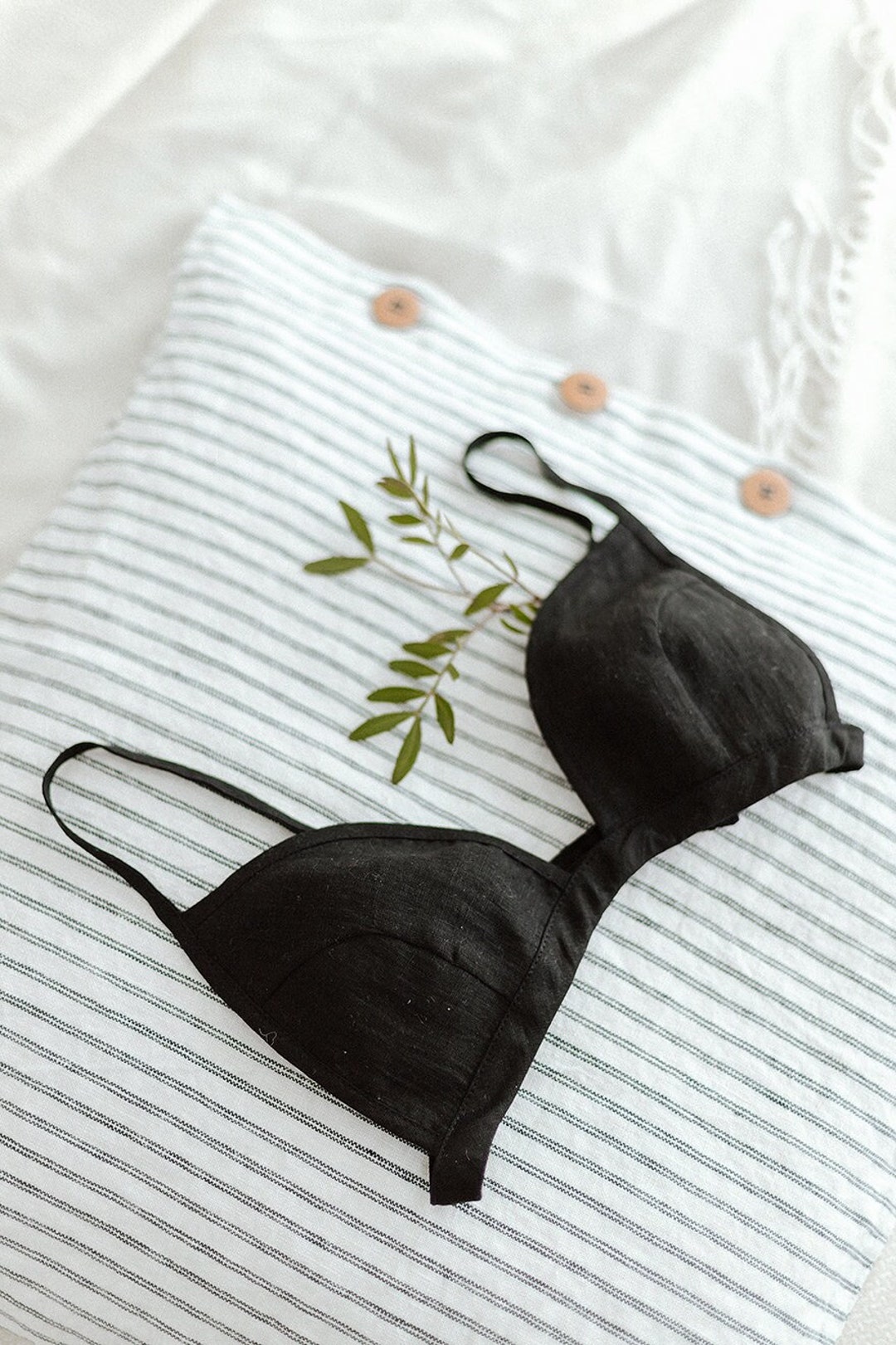 BELLA - Organic White Linen Bralette, Soft Triangle Bra for Women - Etsy