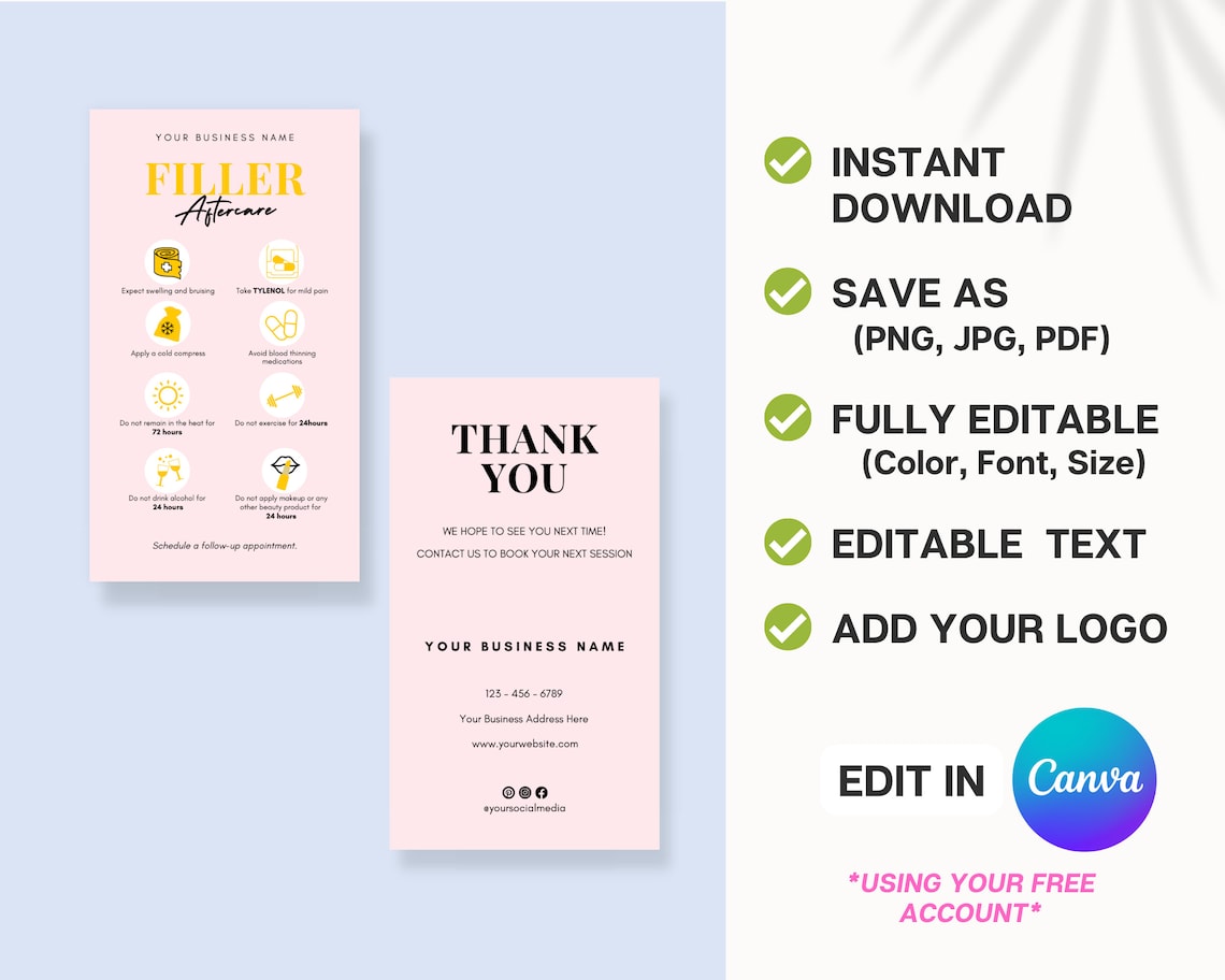 Filler Templates Editablefiller Aftercarefiller Cardfiller - Etsy