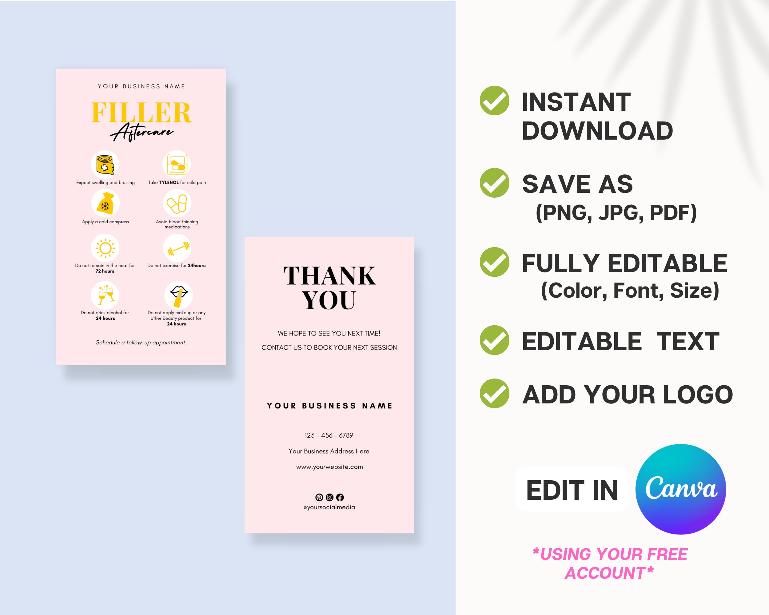 Filler Templates Editablefiller Aftercarefiller Cardfiller - Etsy