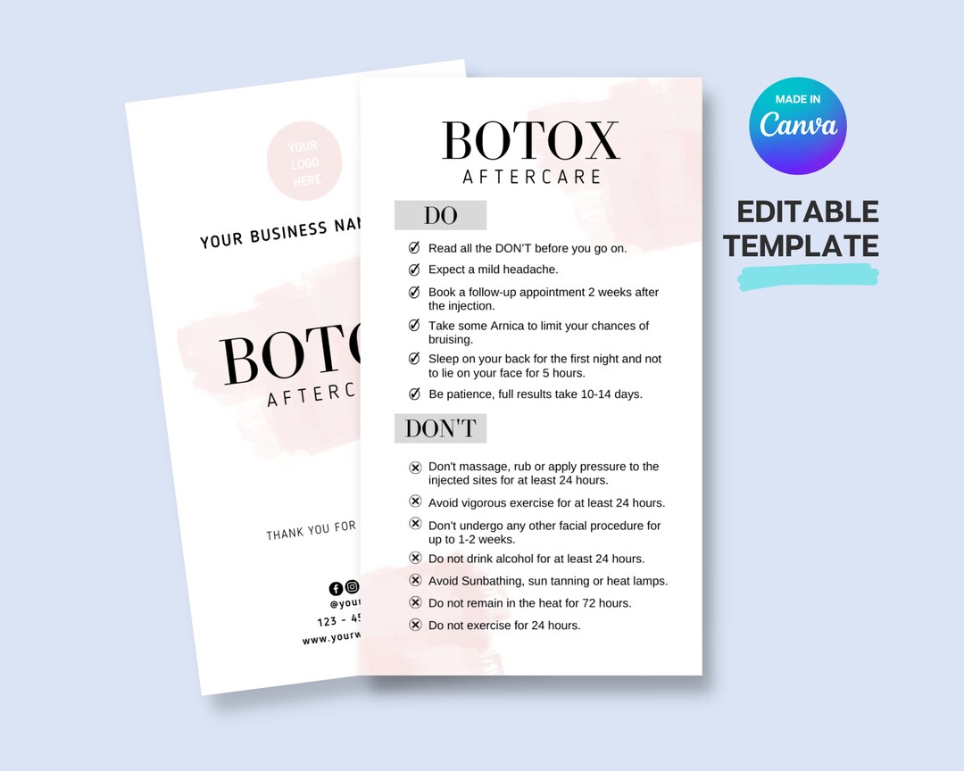 Botox Template,botox Consent,botox Aftercare,botox,botox Card,botox ...