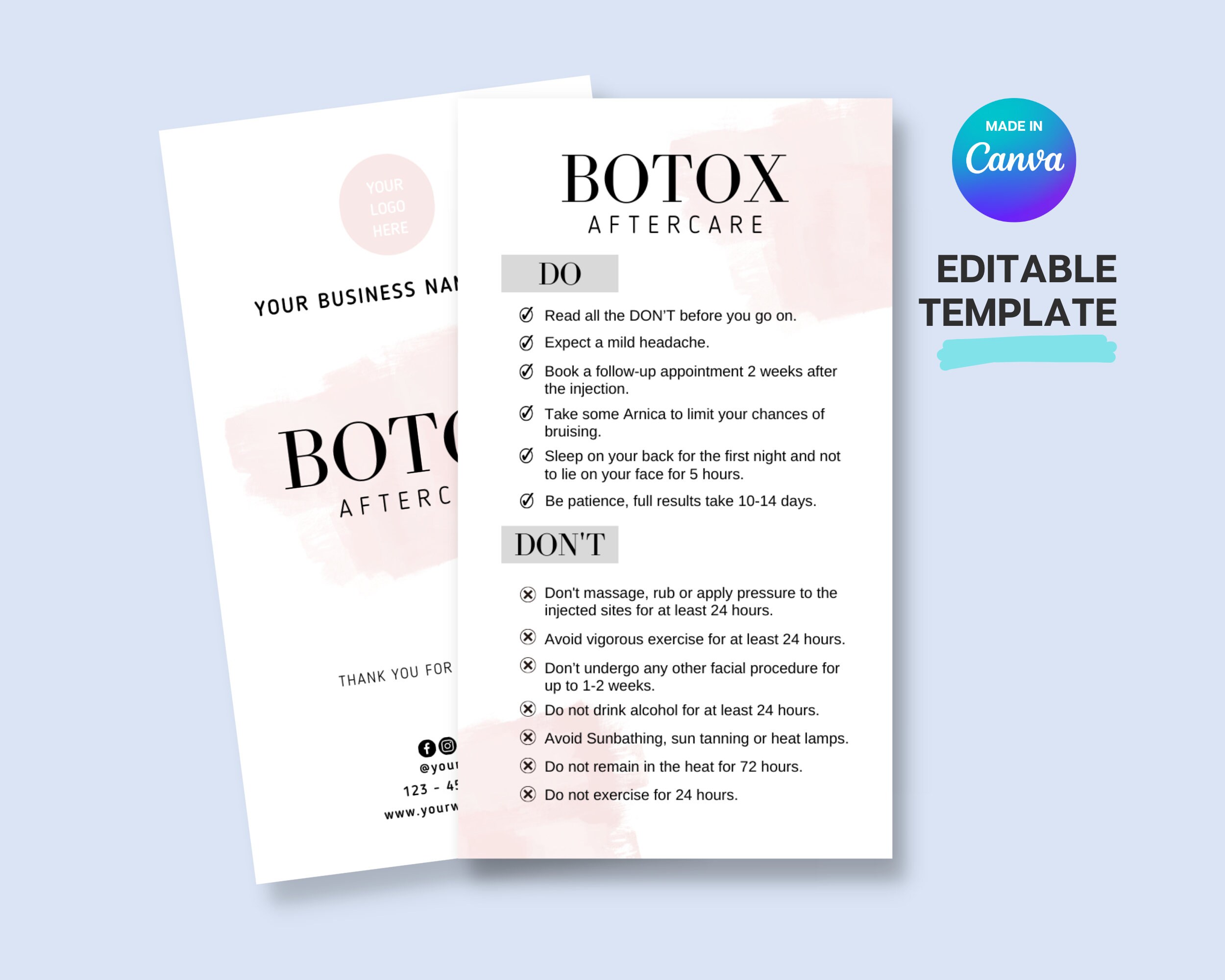 Botox Template,botox Consent,botox Aftercare,botox,botox Card,botox ...