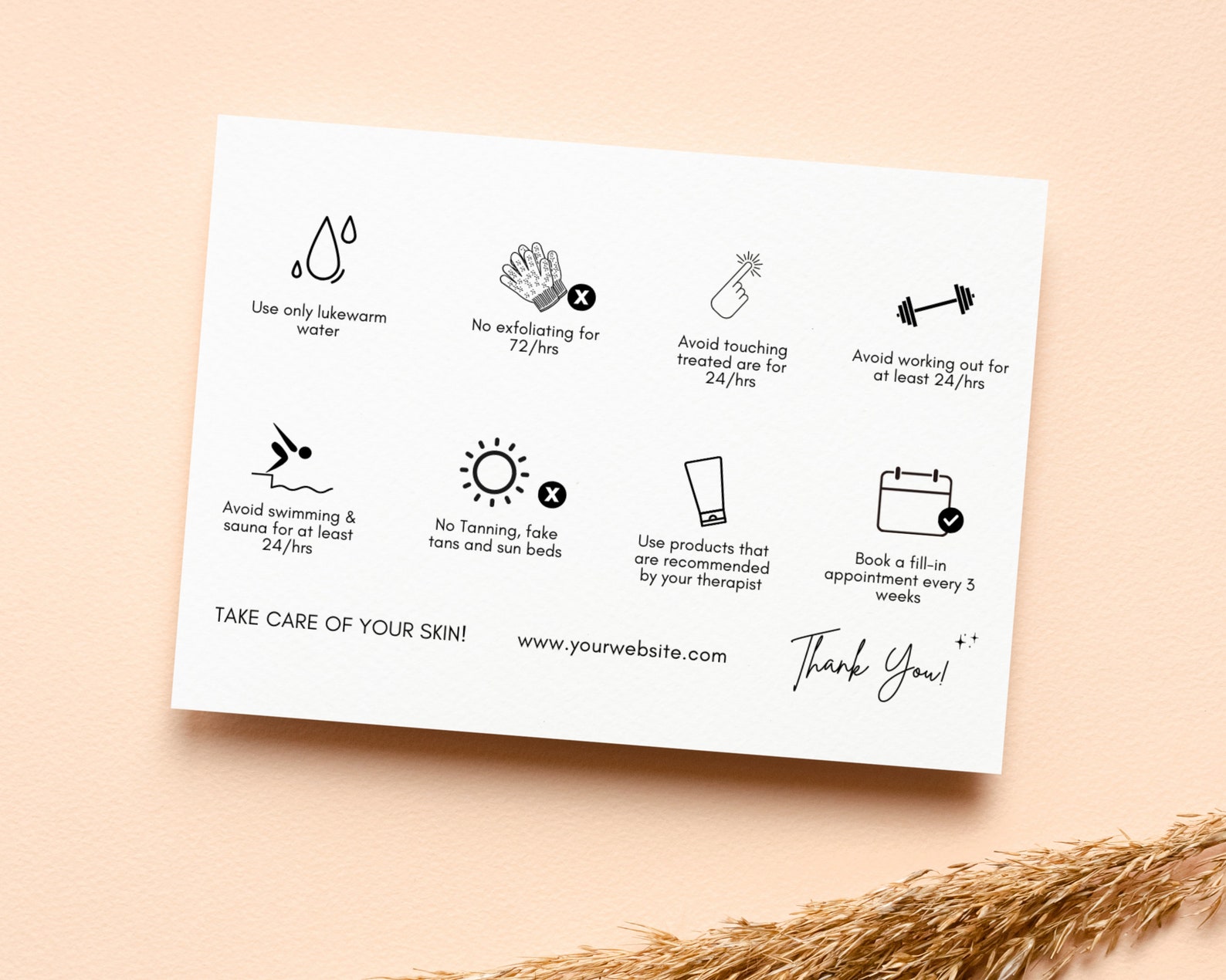 Wax Aftercare Card Minimalist Aftercare Editable Aftercare - Etsy