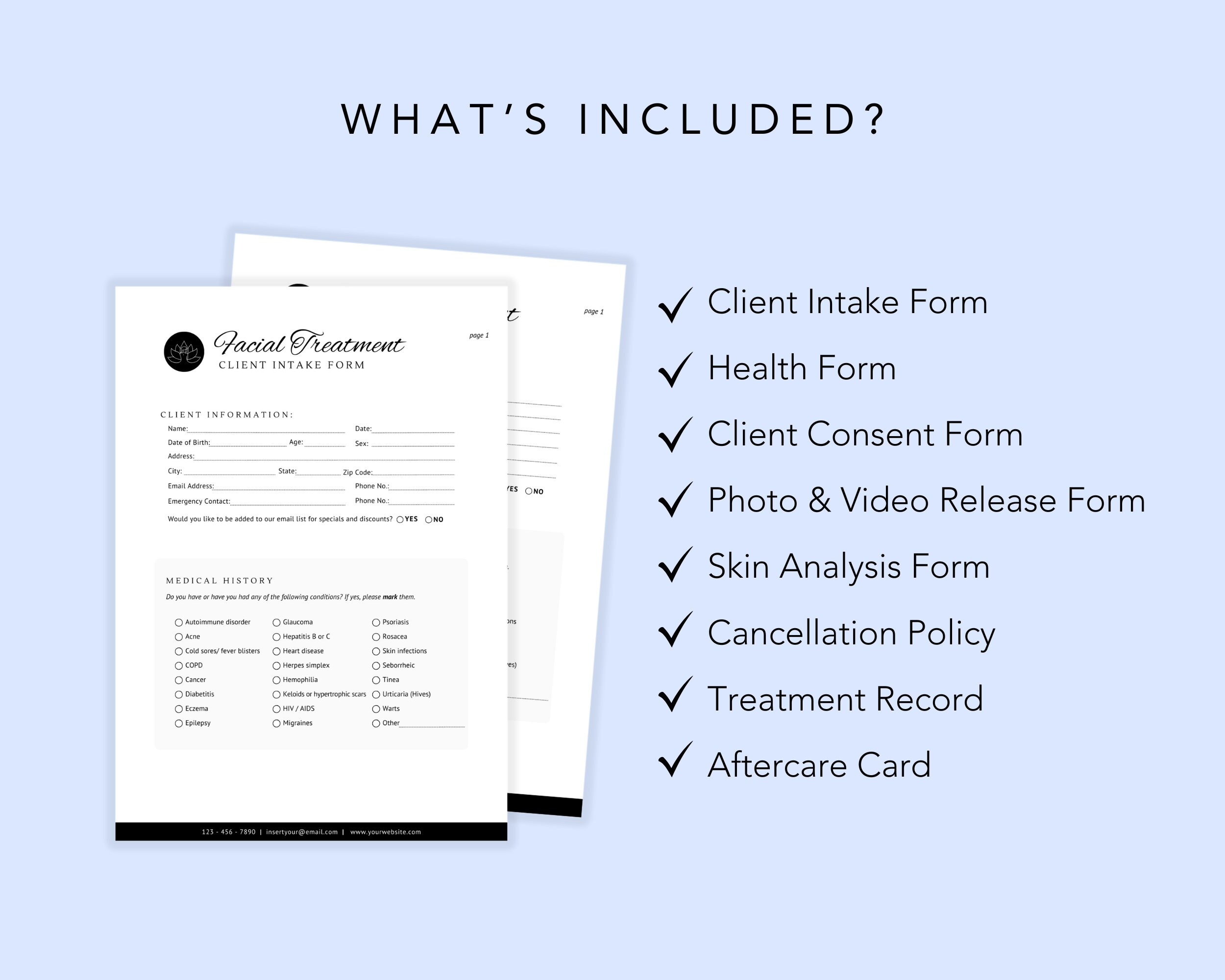 Facial Consent Forms, Beauty Salon Forms, Professional Facial Treatment ...