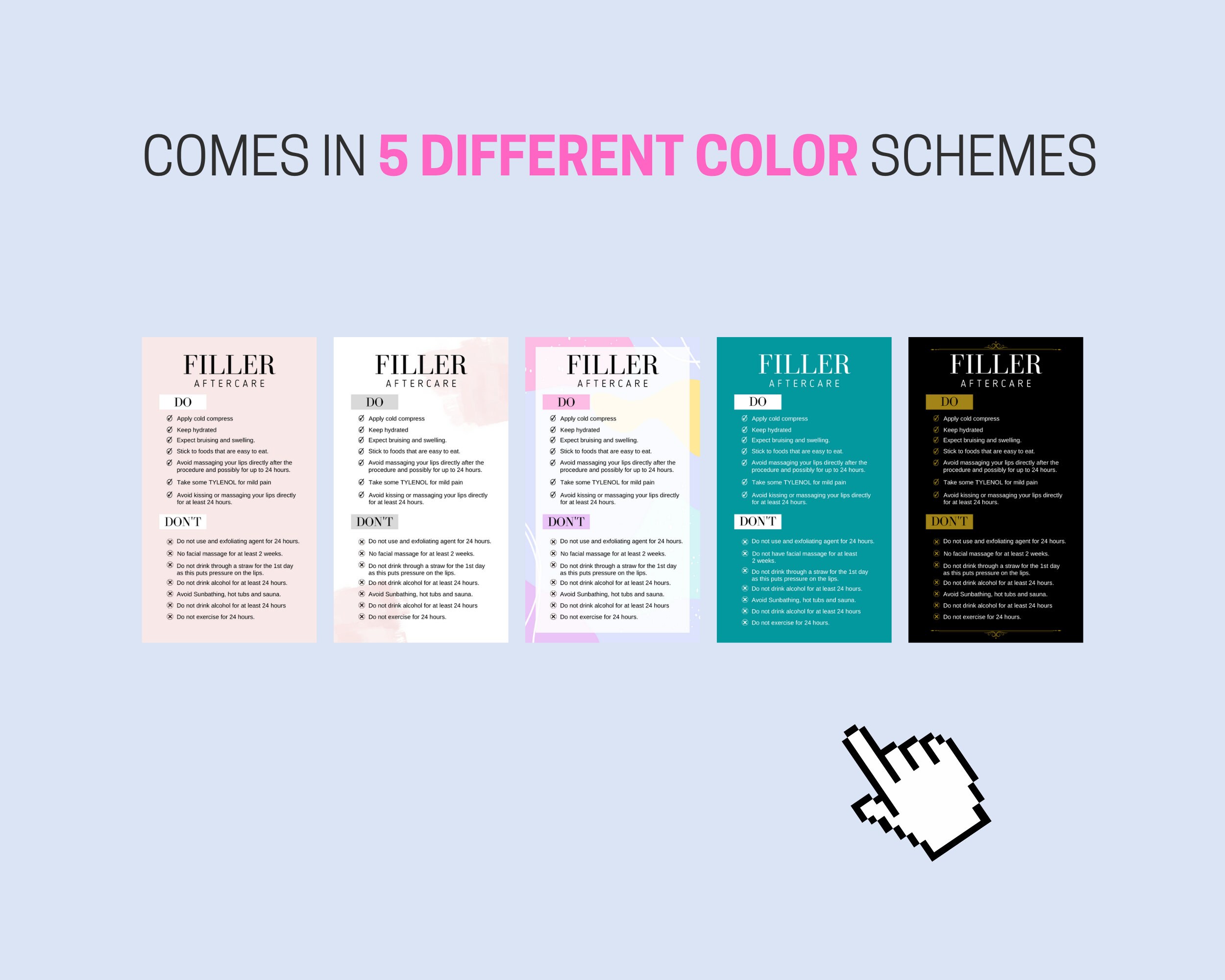 Filler Templates Editable, Filler Aftercare, Filler Care Card, Filler ...