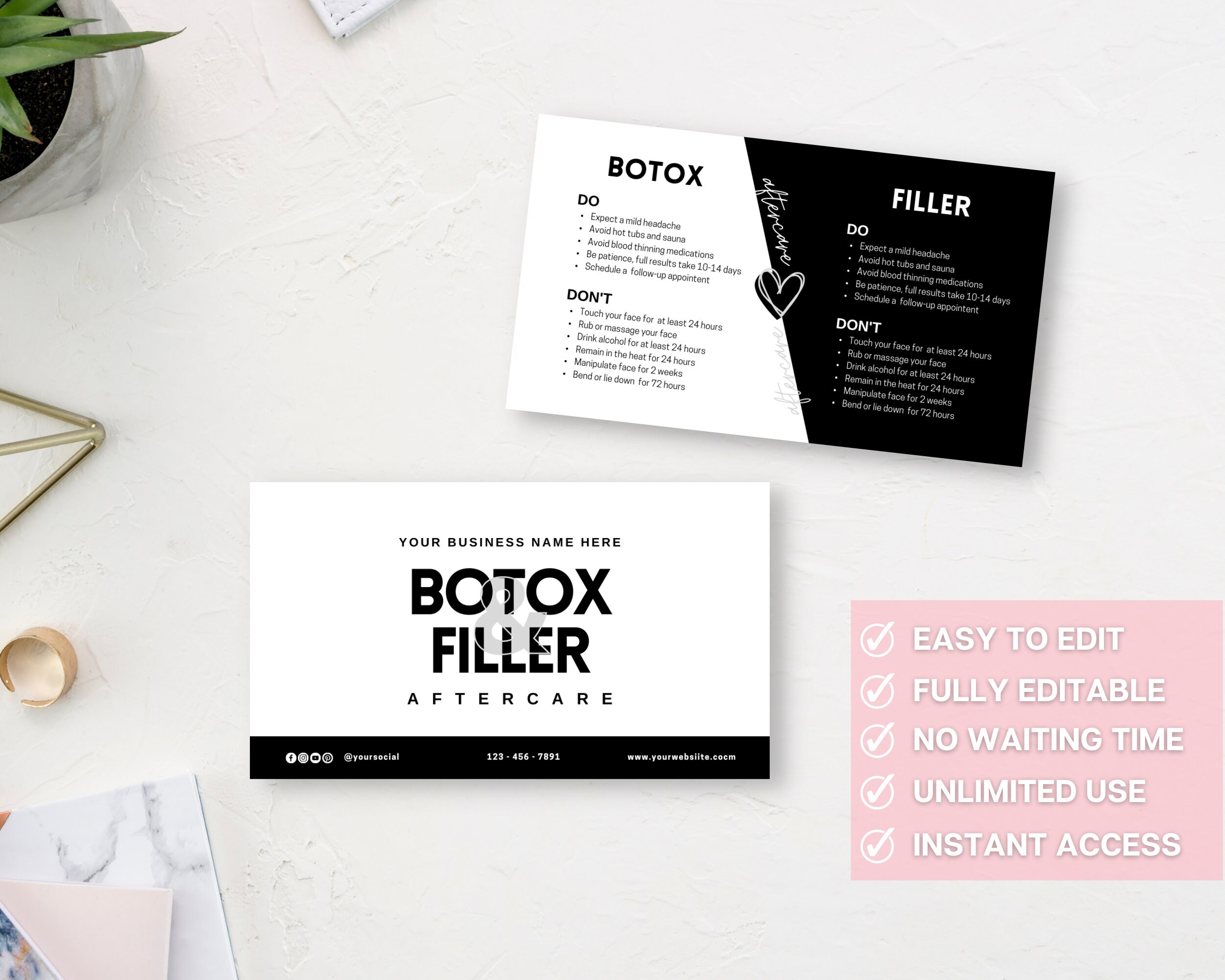 Botox and Filler, Botox and Filler Template, Botox After Care Cards ...