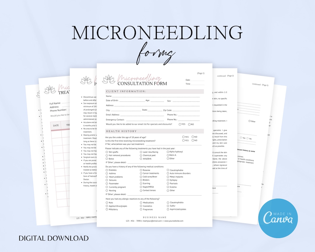 Microneedle Form, Microneedle Consent, Microneedling Aftercare, Facial ...