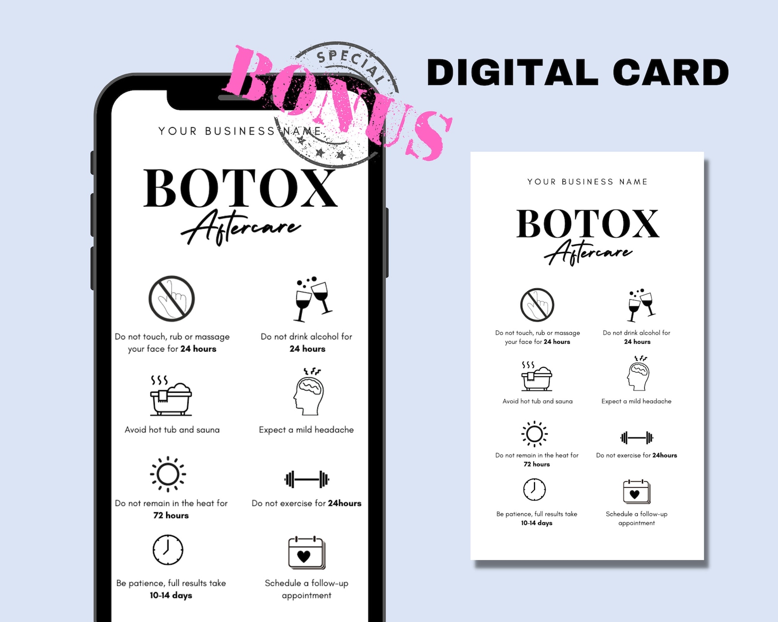 Botox Aftercare, Botox Aftercare Card, Botox Template, Botox Care Card ...