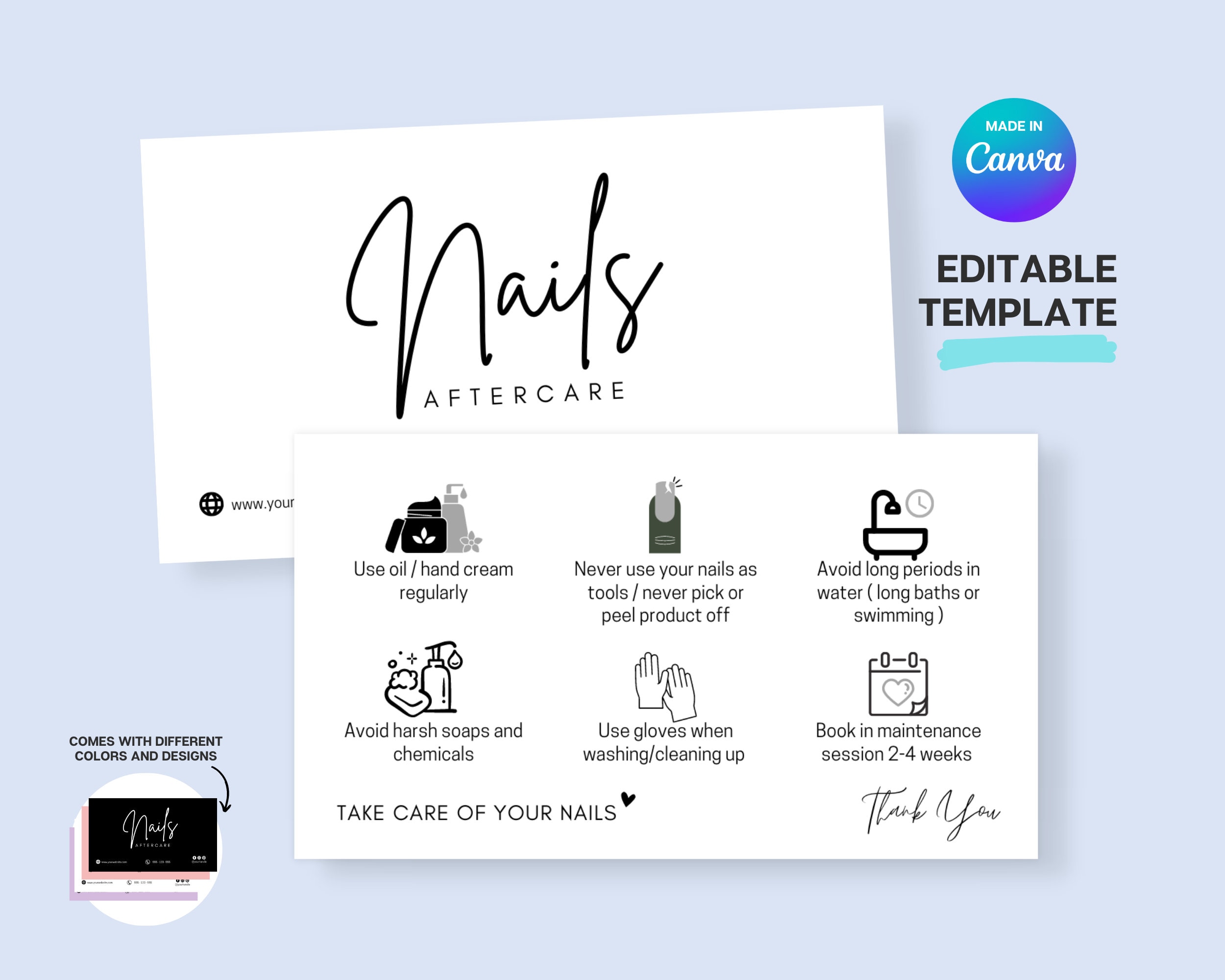 Nail Aftercare, Nail Aftercare Card, Nail Aftercare Sign, Nail ...